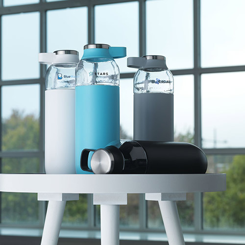 Glazen waterflessen bedrukken met logo | vanaf 10 stuks | EventGoodz